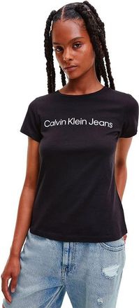 Calvin Klein Jeans Damen CORE INSTIT LOGO SLIM FIT TEE, Ck Black, 3XL Plus Tall