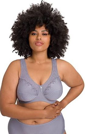 Ulla Popken Femme Grandes Tailles T-Shirt Coupe Slim Fit, d&eacute;collet&eacute; en V et Manches Longues Gris 46+ 719505194-46+