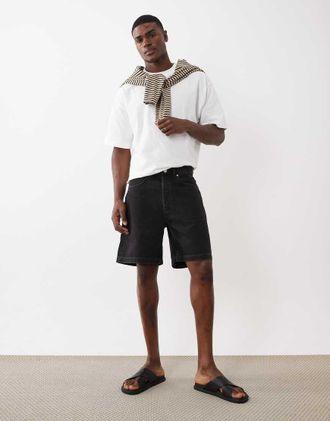 Arket Short en jean droit mi-long - Noir