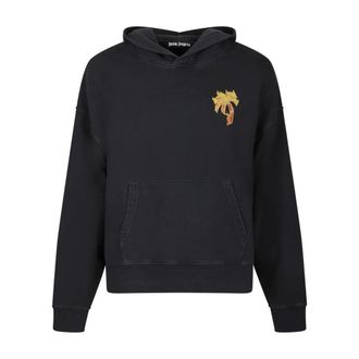 Palm Angels Black Burning Palm Hoodie - - Sweatshirts & Hoodies - Herren - Schwarzk - S