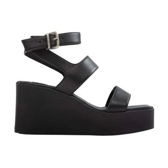 Vic Mati&eacute; Femme, Chaussures, Noir, Taille: 37 1/2 EU Sandalo in pelle zeppa
