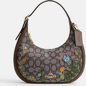 Coach Emily Schultertasche Aus Signature-Jacquard Mit Blumenstickerei