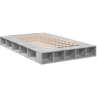 vidaXL Cadre de lit gris béton 135x190 cm bois dingénierie