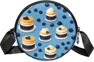 Generic Sac &agrave; bandouli&egrave;re Circle pour femme, petit sac &agrave; bandouli&egrave;re bleu avec fermeture &eacute;clair, bretelles r&eacute;glables, sac &agrave; main rond d&eacute;contract&eacute; pour femmes 