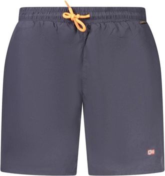 Napapijri Homme, Maillots de bain, Bleu, Taille: S Boxer de Bain Bleu avec Broderie