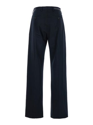 Alexander McQueen Mens Blue Straight Tailored Pants Cotton Trousers
