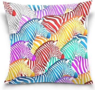 Linomo Kissenbezug 40x40 cm, Bunt Zebra Druck Dekorative Kissenbezug Kissenhülle für Couch Sofa Bett Hause