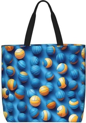Generic Volleyball Bleu Sac Fourre Tout L&eacute;ger Tote Bag Grand Sac A Main Femmes Pour Universit&eacute; Voyage Shopping