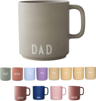 DESIGN LETTERS Kaffeebecher Porzellan Grau DAD | Papa Tasse, Dad Kaffeetasse | Papa Geschenk Geburtstag, Vatertagsgeschenk für Father | Geschenke Pappa Werdender Pap