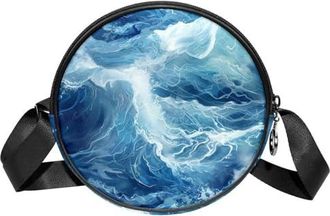 Generic Sac &agrave; bandouli&egrave;re Circle pour femme, bleu oc&eacute;an, petit sac &agrave; bandouli&egrave;re avec fermeture &eacute;clair, bretelles r&eacute;glables, sac &agrave; main rond d&eacute;contract&eacute; pour 