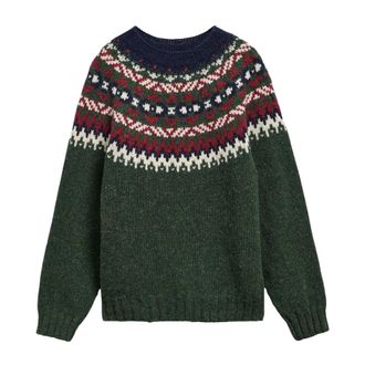 Barbour Scottish Fairisle 2 - Homme - Pulls - Vert - Taille: L