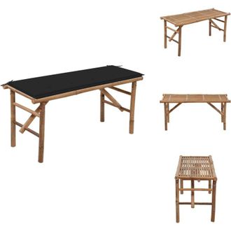 vidaXL Vidaxl - Klappbare Gartenbank mit Auflage 118 cm Bambus - Bambus Gartenbank - Klappbank - Gartenm&ouml;beln - Outdoor M&ouml;bel - Sitzbank