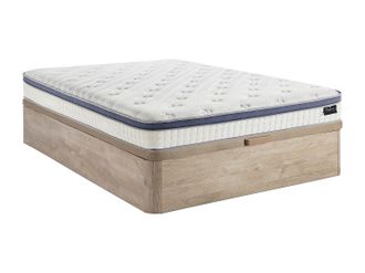 Vente-Unique Set 160 x 200 cm rete baule Naturale chiaro + materasso ibrido molle insacchettate 7 Zone Memory Foam e Lattice ep.25 cm - MALAO de Palacio