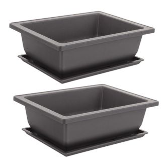 UPKOCH 2 St&uuml;ck Kunststoff Pflanzt&ouml;pfe mit Untersetzer Rechteckige Sukkulenten T&ouml;pfe Leichter Garten Blumentopf f&uuml;r Balkon und B&uuml;ro