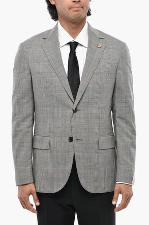 Corneliani CIRCLE Ungef&uuml;tterter Blazer aus Schurwolle mit District-Check-Muster Corneliani