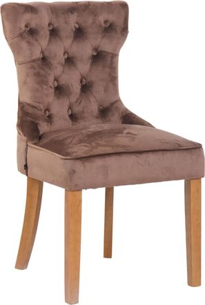 Clp Stuhl Franca Samt I Polsterstuhl Mit Gestell Aus Kautschukholz I Mit Bodenschonern, Farbe:braun, Gestell Farbe:antik-hell