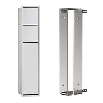 Emco ASIS 150 Module darmoire encastré pour Salle de Bain, Porte-Papier Toilette et Porte-Brosse WC avec Compartiment supplémentaire, Armoire Haute avec Fo