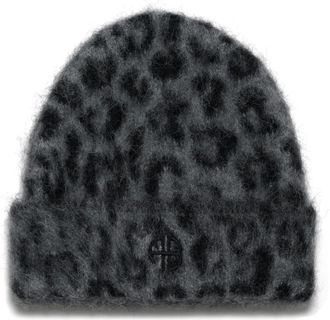 Anine Bing Bonnet Elia L&eacute;opard Alpaga Anine Bing