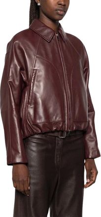 Brunello Cucinelli Femme, Vestes, Rouge, Taille: 40 FR Leather Jacket