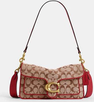 Coach Tabby Umh&auml;ngetasche 26 Aus Signature-Jacquard f&uuml;r Frauen in Rot | Baumwolle