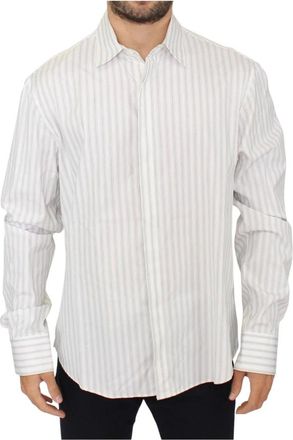 Ermanno Scervino Homme, Chemises, Blanc, Taille: 2XL Chemise Casual Rayée Coupe Régulière
