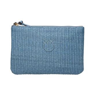 Pinko Pinko, Femme, Sacs, Bleu, Taille: ONE Size Flat Mini Rafia Pochette
