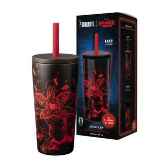 Bialetti Thermobecher Stranger Things, 900 ml - mit Strohhalmdeckel, leuchtet im Dunkeln, hält die Temperatur, nicht spülmaschinengeeignet