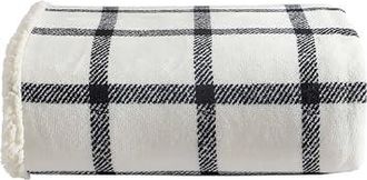 Eddie Bauer Überwurfdecke, wendbare Sherpa-Fleece-Bettwäsche, Heimdekoration für alle Jahreszeiten (Bunkhouse Plaid Beige, Überwurf)