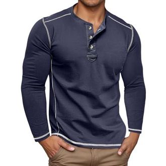 Generic T-shirt pour homme, lourd, manches longues, d&eacute;contract&eacute;, coupe ajust&eacute;e, couleur unie, pour le quotidien en automne et en hiver, confortable et respira