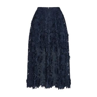 Rotate 3D Lace Midi Skirt - - Skirts - Damen - Blau - M