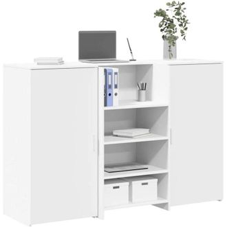 vidaXL Vidaxl - Bureau de r&eacute;ception blanc 155x50x103,5 cm bois ding&eacute;nierie