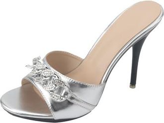 Miyoopark Mules sexy pour femme avec talon aiguille Mule d&eacute;t&eacute;, T88 strass argent&eacute;, 43 EU