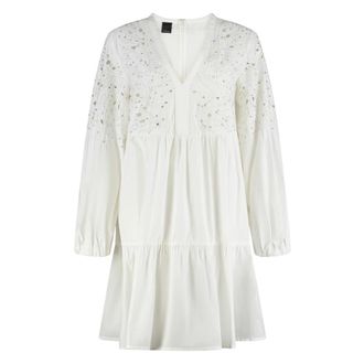 Pinko Baumwoll Mini-Kleid mit Broderie Anglaise - - Dresses - Damen - Wei&szlig; - L