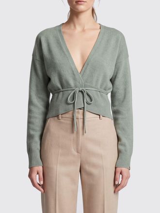 Extreme Cashmere Cardigan cache-caur en m&eacute;lange de cachemire vert avec ceinture