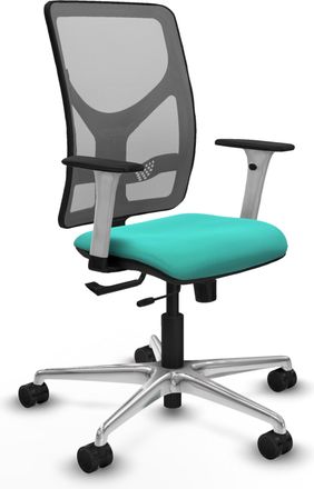 Piqueras y Crespo Schreibtischstuhl mit wei&szlig;en und schwarzen Armlehnen, h&ouml;henverstellbare Lendenwirbelst&uuml;tze, ausgestattet mit Syncro/Traslack und Schneideschaum, Grau/