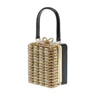 Self Portrait Womens Metal Woven Mini Bag Gold