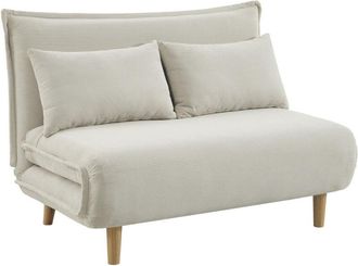 DRAWER Canap&eacute; convertible 2 places en velours c&ocirc;tel&eacute; - Beige - Nella