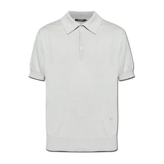 Balmain Polo mit gesticktem Logo - - Tops - Herren - Grau - M