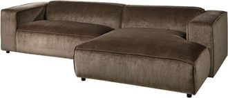 Massivmoebel24 Ecksofa 304x164x69 Ottomane rechts Cord taupe valencia