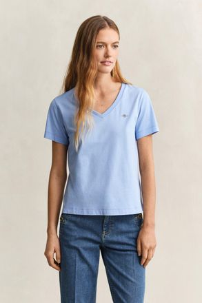 GANT Damen Shield V-Neck T-Shirt (XXXL) HYDRANGEA Blau