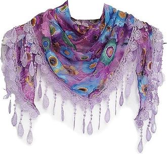 GFM Écharpe triangulaire dété en dentelle avec motif floral (TRI-A), Tri-900-jmn-lilas violet, taille unique
