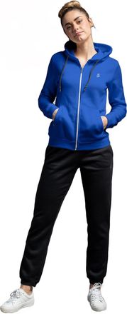 ATHL DPT. Damen modischer Jogginganzug/Sportanzug/Set aus Sweatjacke mit Kapuze und Jogginghose mit B&uuml;ndchen, Blau/Schwarz gef&uuml;ttert, Gr. XXL