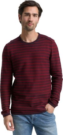 Tom Tailor Herren 1048709 Strickpullover mit Rundhalsausschnitt, 39198-Red Navy Stripe, M