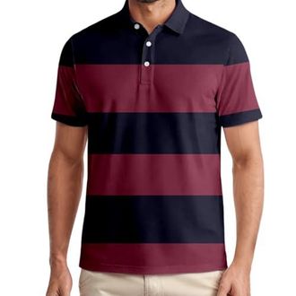 Generic Rrongwn Polo pour homme - D&eacute;contract&eacute; - Ray&eacute; - En coton - T-shirt de golf - Pour le business et l&eacute;t&eacute; - Coupe ajust&eacute;e - Respirant - Pour le sport - Pou