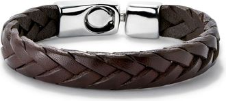 Uno De 50 UNO de 50 Geflochtenes Lederarmband in der Farbe Cognac, versilbert mit Sterlingsilber, X-Large, Silber, Kein Edelstein