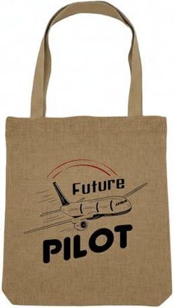 Fabulous Sac Shopping Tote Bag Aspect Lin - Future Pilot Airplane Job Sky - Sac de Courses Toile Epaisse 360g Beige Naturel Cabas Port&eacute; Epaule Solide Imprim&eacute; e