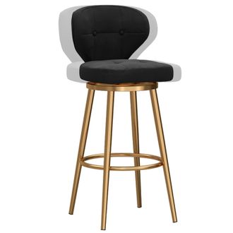 Generic Samt-Barhocker, Tresenhocker mit R&uuml;ckenlehne, Metallbeinen und Fu&szlig;st&uuml;tze, 66/76 cm hohe Hocker, gepolsterte K&uuml;chen- und Esszimmerst&uuml;hle