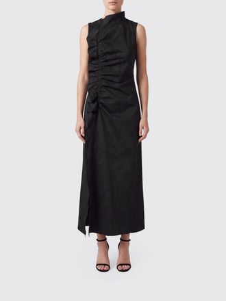 Ulla Johnson Robe midi fourreau en cr&ecirc;pe avec volants et fente avant