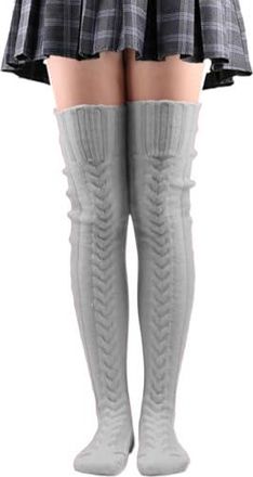Generic Chaussettes Ski Neige Voiture Chaussettes hautes tricot&eacute;es par c&acirc;ble pour femmes, Extra longues, chaudes au-dessus du genou, bas de bottes, jambi&egrave;res 