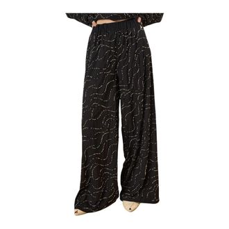 Souvenir Schwarze Perlen Palazzo Hose - - Trousers - Damen - Schwarzk - S